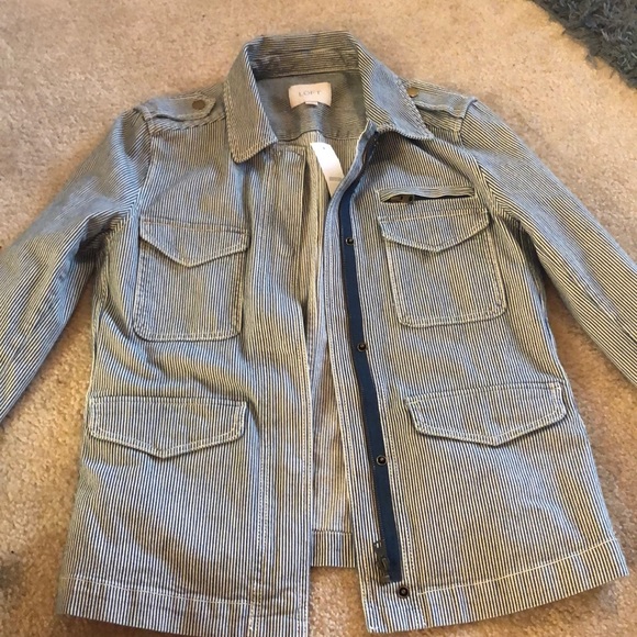 LOFT | Jackets & Coats | Stripped White And Denim Jacket Loft Nwt ...